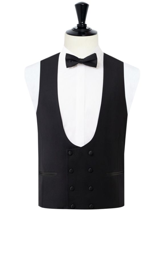 Svart 2-delad Smoking, Finskjorta, Väst, Smokingskor & Fluga | Dobell